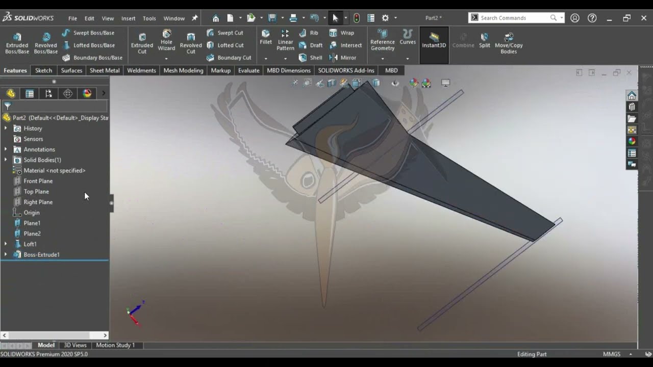 Airplane on Solidworks tutorial .. Video 2 : Wing Design - YouTube