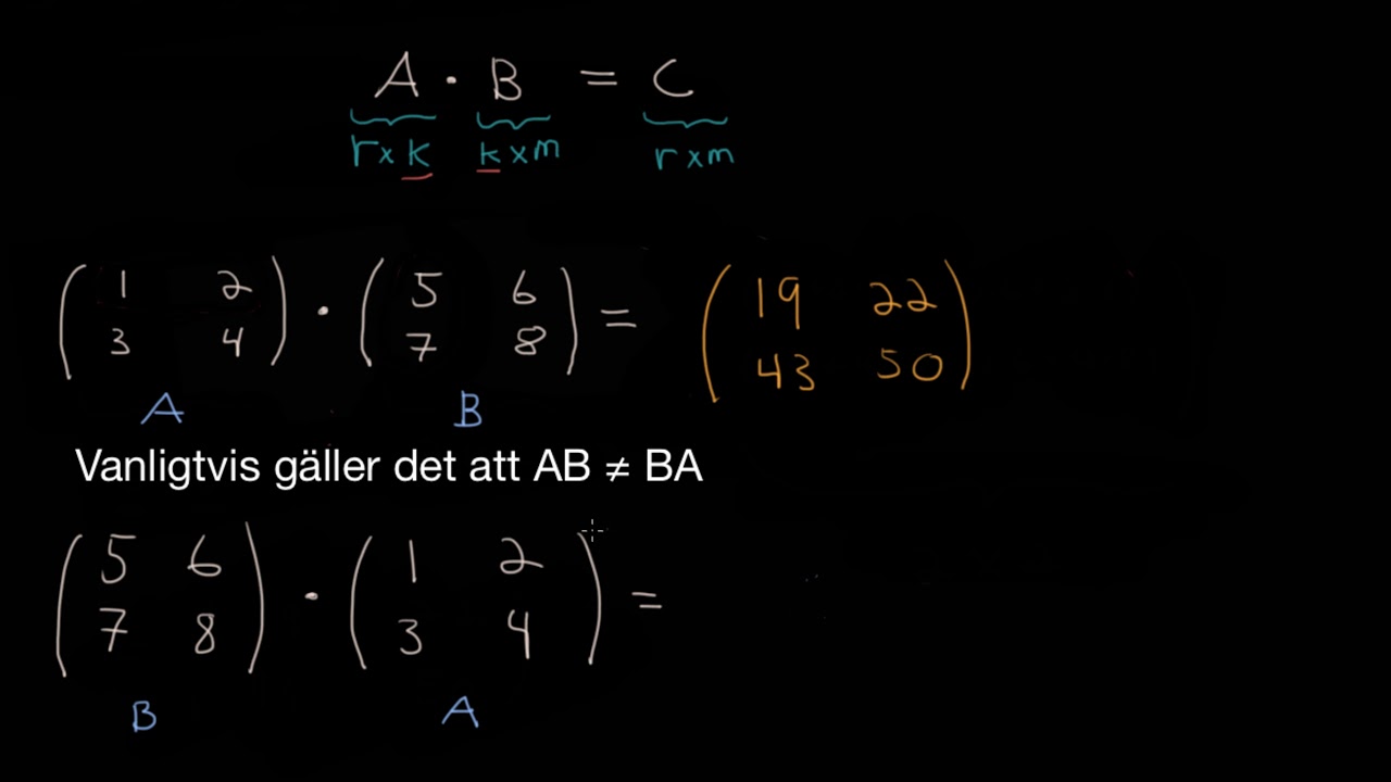 Matriser och matrismultiplikation - YouTube