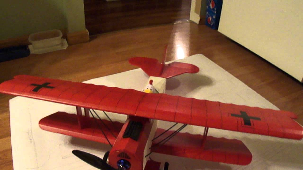 Fokker D7 WWI RC Biplane. Built from dollar store foam board. - YouTube