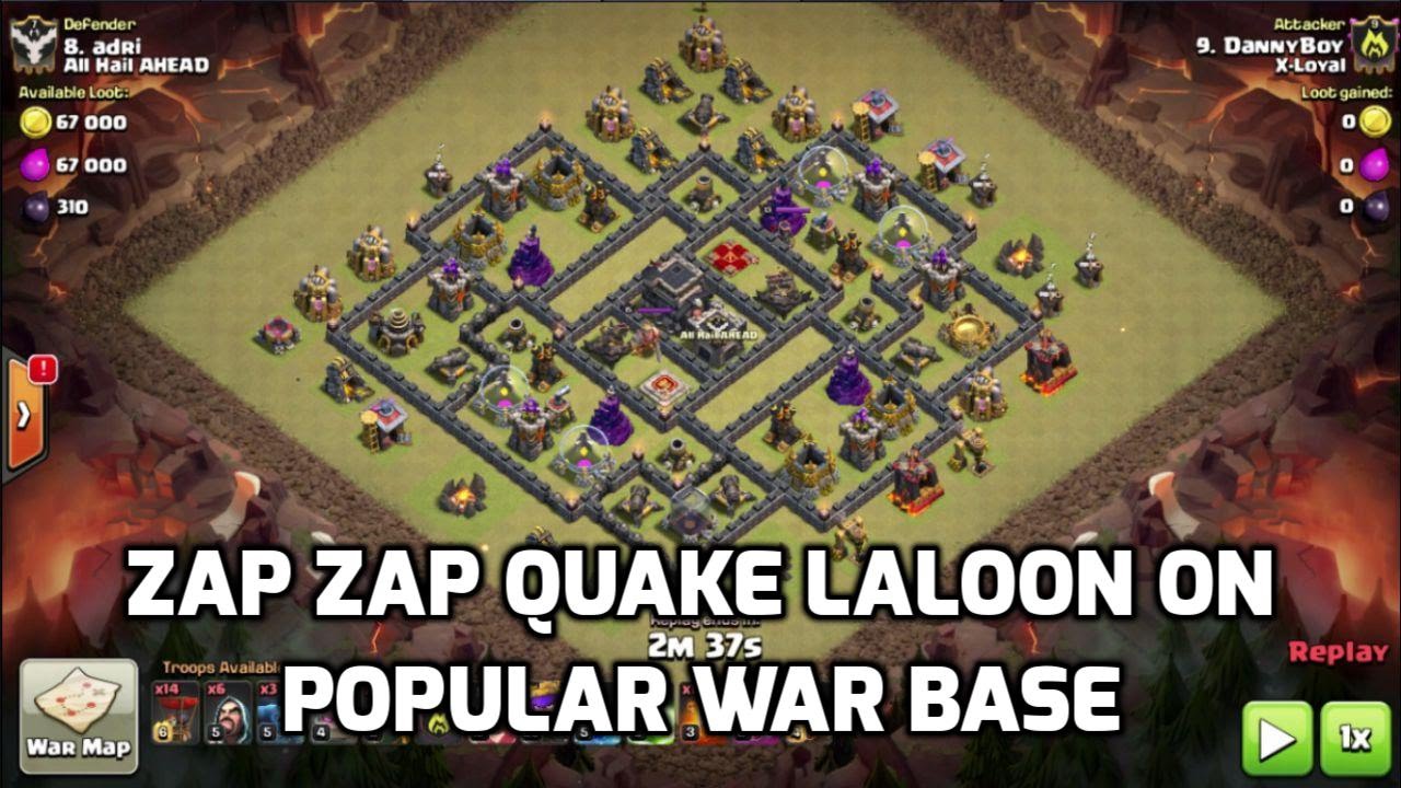 3 Star Zap Zap Quake LaLoon on Popular War Base | Mister Clash | Clash ...