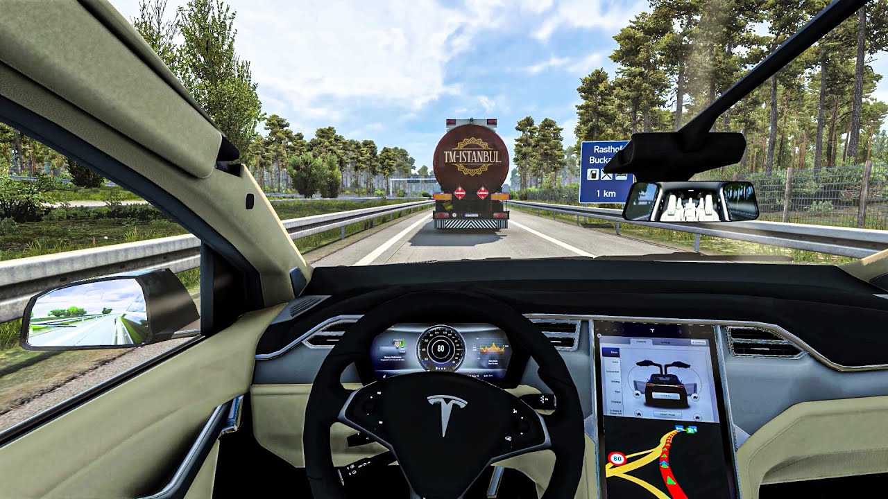 Tesla Model X | Euro Truck Simulator 2 | Steering wheel gameplay - YouTube
