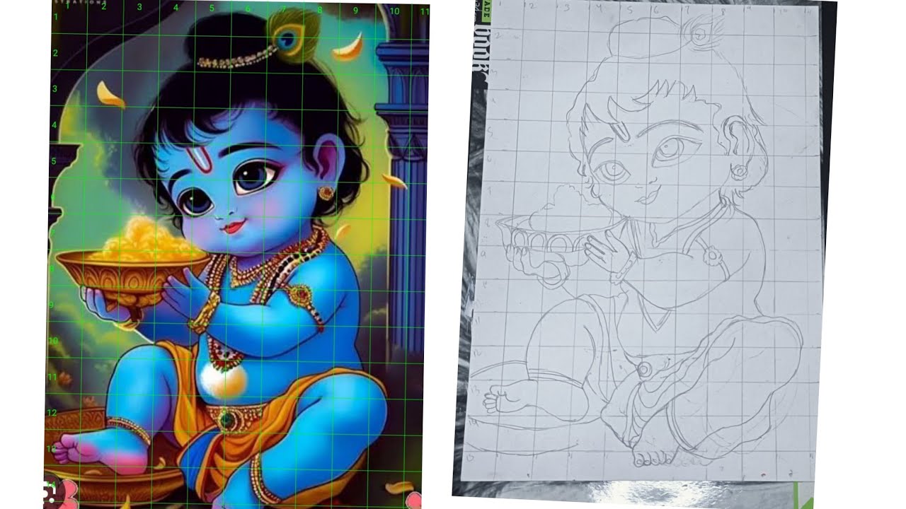 gopal thakur drawing #drawing with grid method Bal Gopal - YouTube