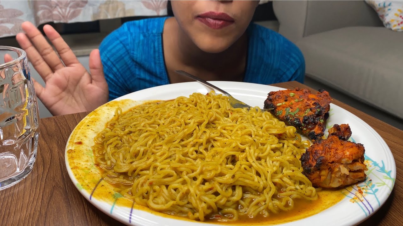 ASMR:Masala Maggi(Noodles)*Recipe* Eating Maggi Noodle,Chicken Tikka ...