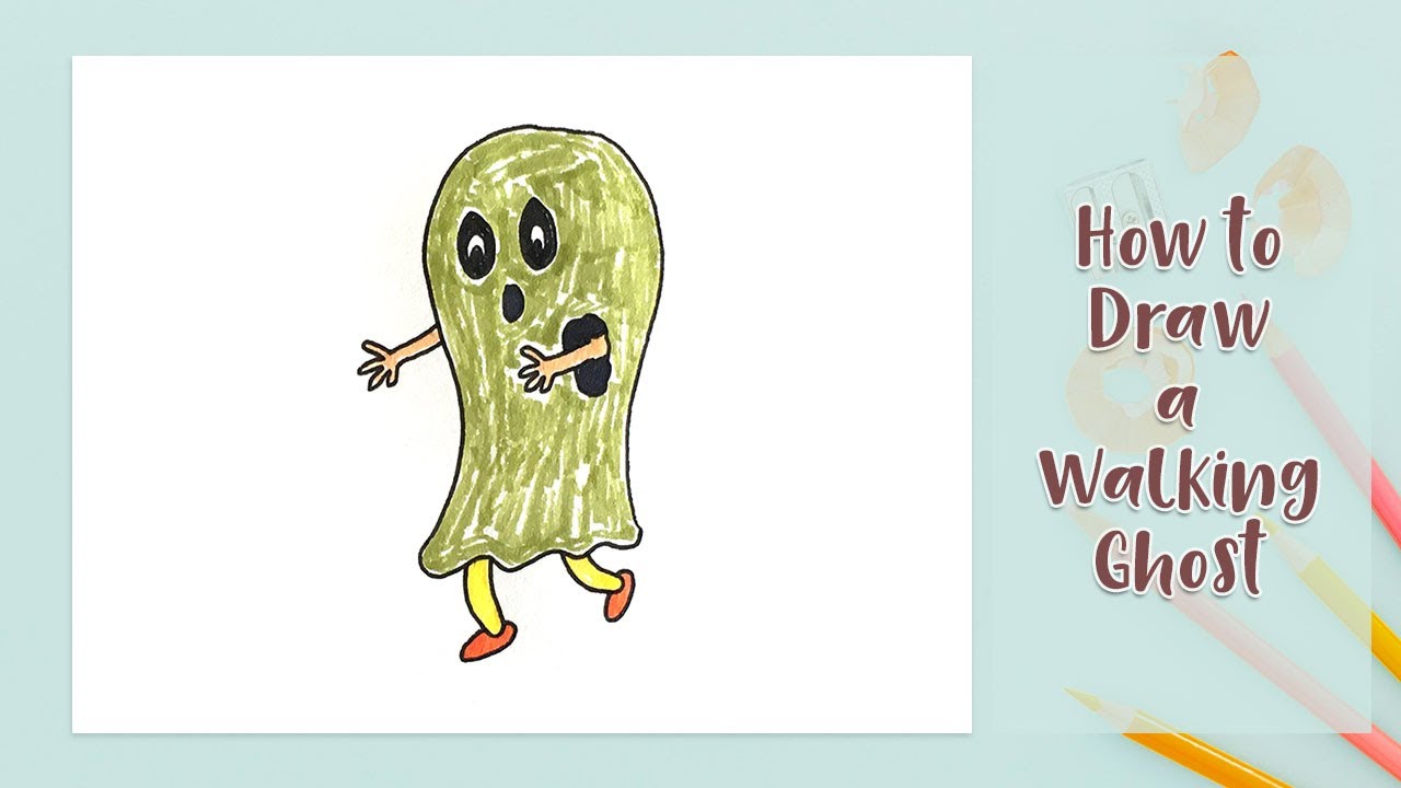 How to Draw a Walking Ghost Step by Step | Drawing Lessons - YouTube