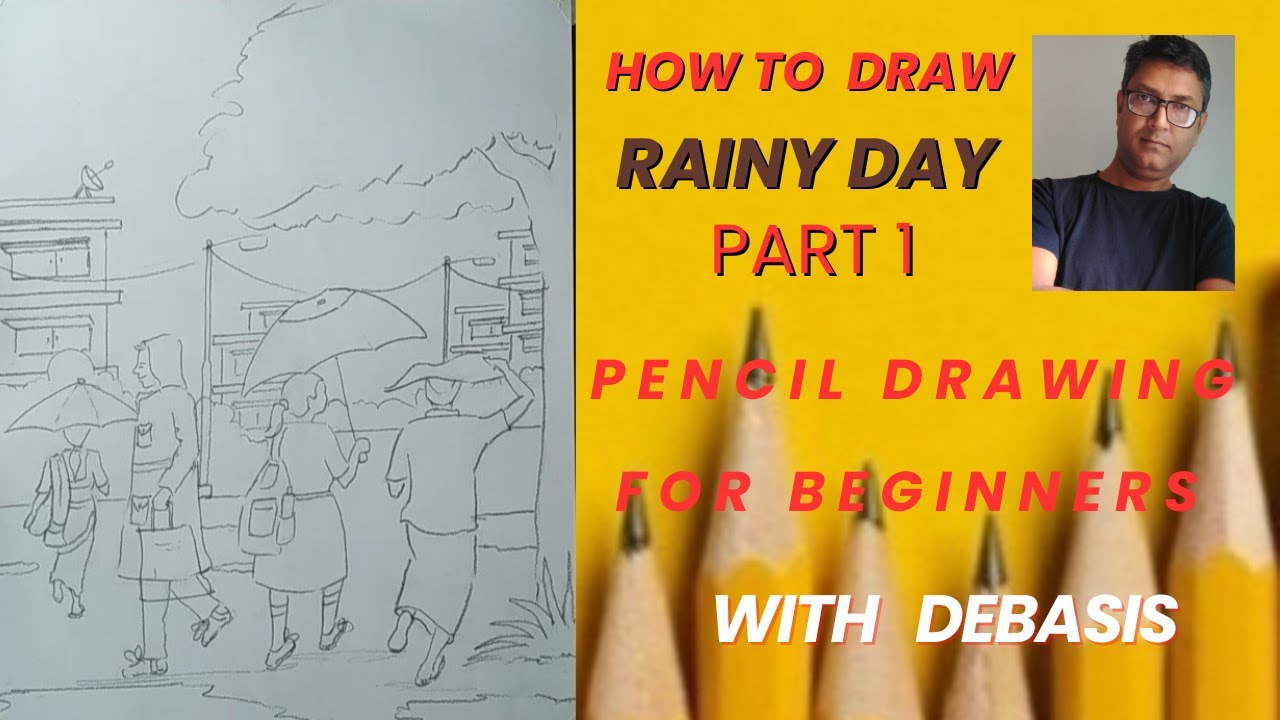 Easy Rainy Season Pencil Drawing For Beginners|Pencil Drawing Tutorial ...