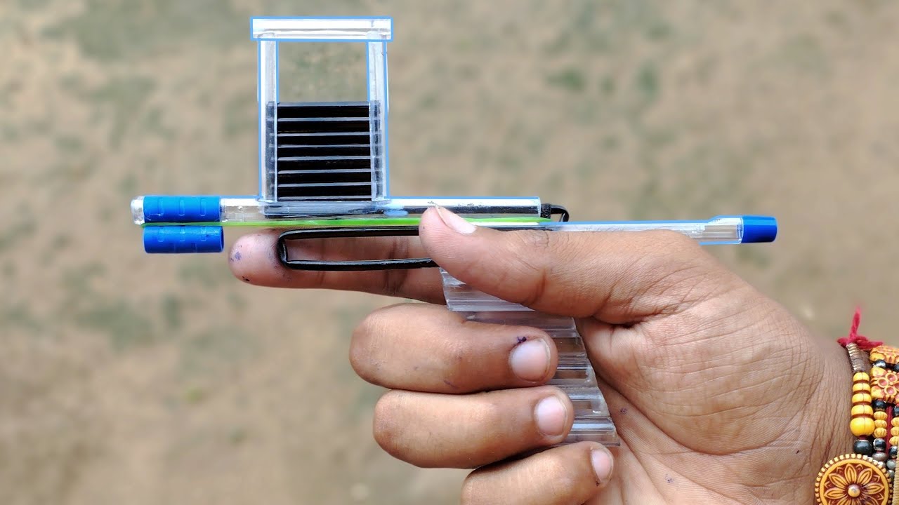 10 Bullets Magazine Gun | How to make pen gun with magazine #pengun # ...