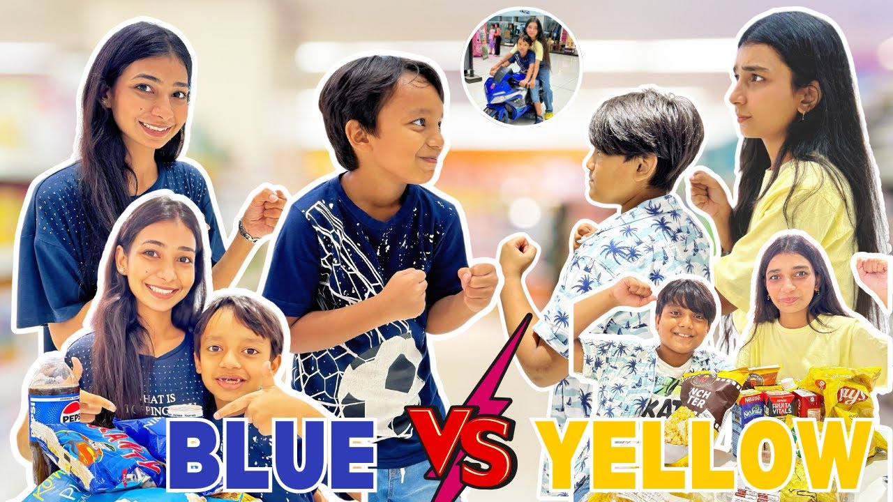 One Color Food Challenge |Yellow Vs Blue| 60-minute Food Challenge |Who ...