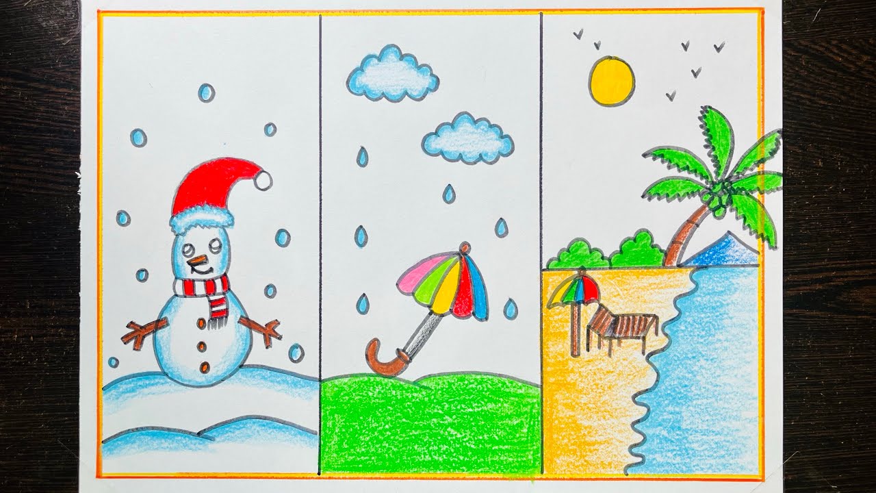 Three Seasons Scenery Painting | Three Seasons Scenery Drawing | Four ...