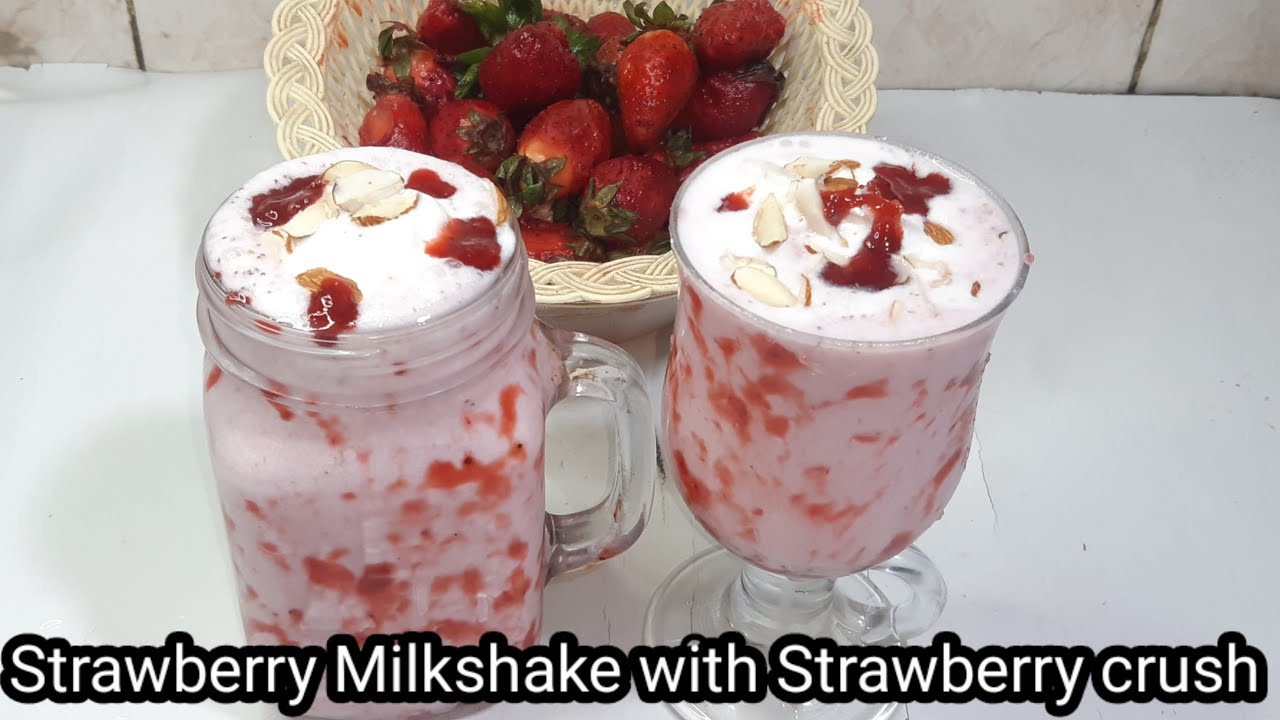 Strawberry Milkshake with Strawberry crush syrup | Homemade Strawberry ...