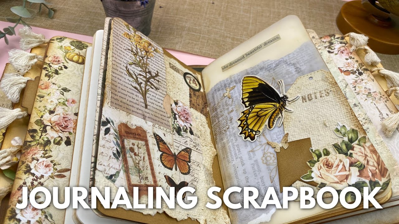 JOURNALING SCRAPBOOK - ASMR Journaling in my handmade "junk" journal ...