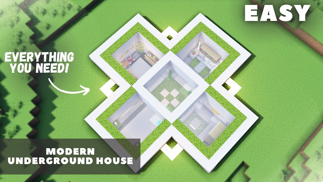 How To Build An Underground Base Tutorial 마인크래프트 건축 지하 생존 기지 인테리어