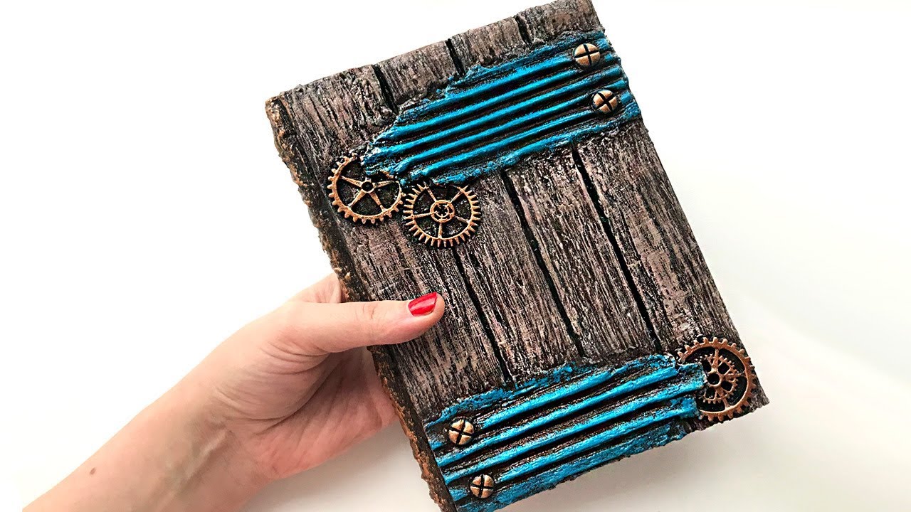 DIY cardboard notebook | wood imitation | STEAMPUNK - YouTube