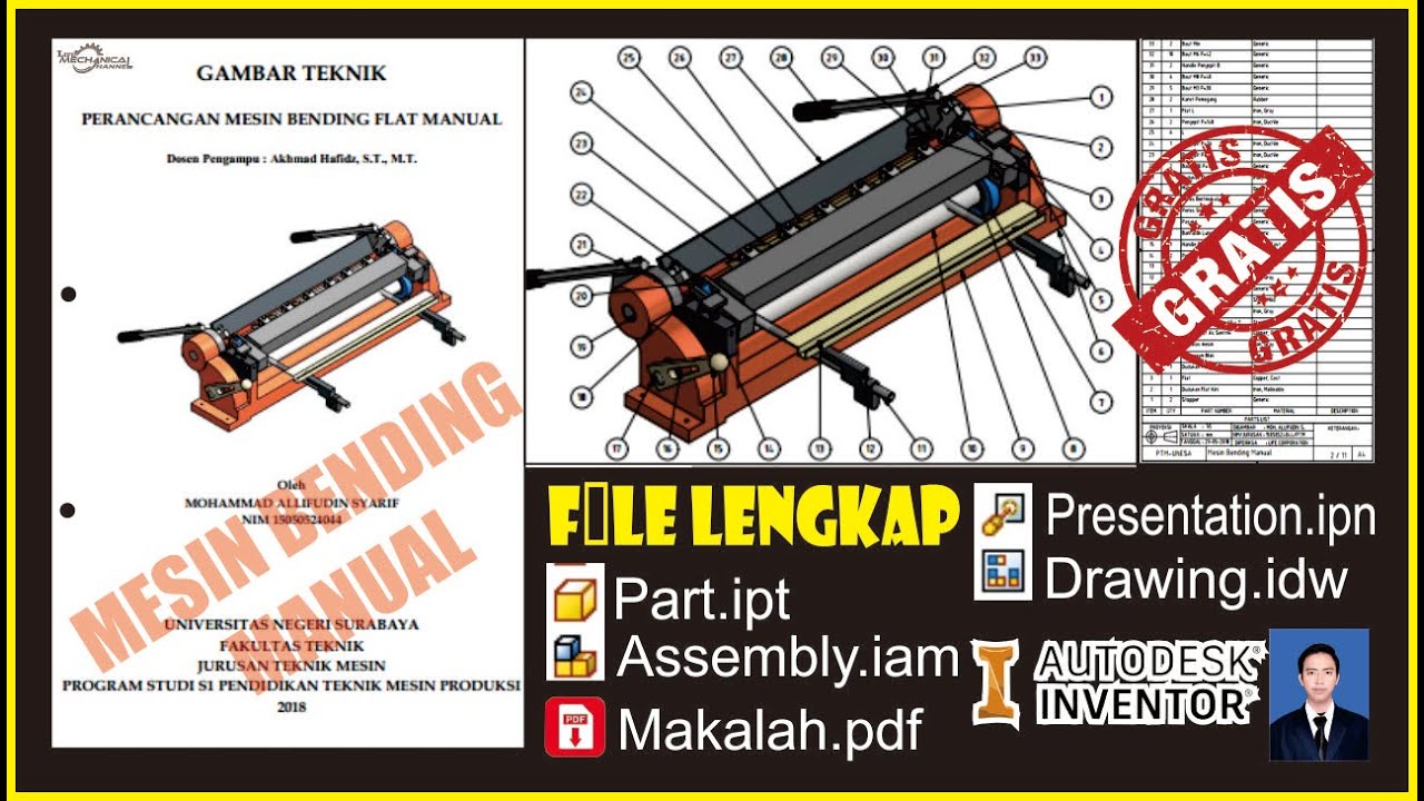 FREE DOWNLOAD FULL MATERI GAMBAR TEKNIK, MESIN BENDING MANUAL - YouTube