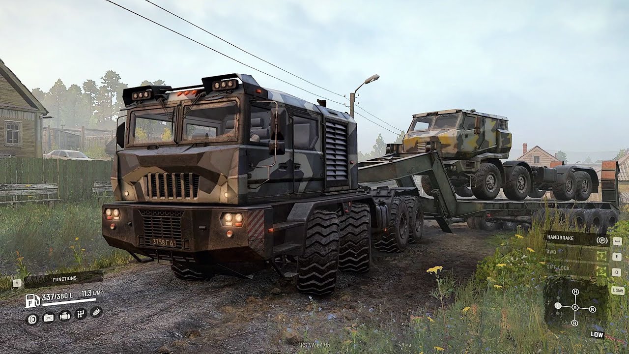 SnowRunner - KOLOB 74760 transporting a Azov 5319 truck through Russia ...