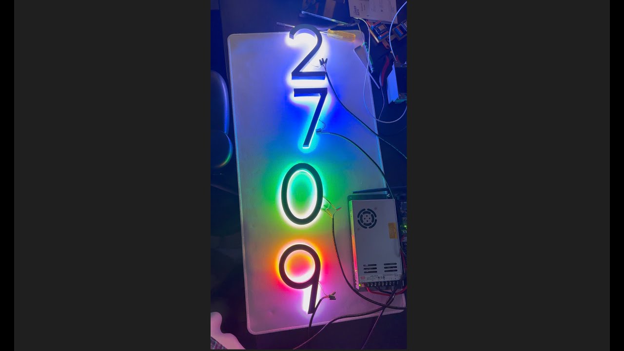 RGB House Address Numbers - Modifying and WS2812 LED install - YouTube