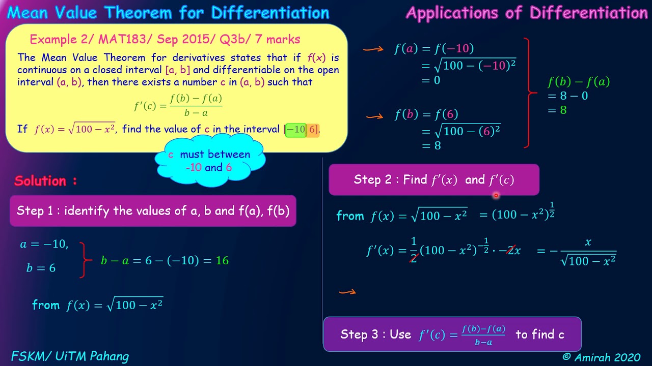 Mean Value Theorem For Differentiation Example 2 YouTube Mean Value Theorem For Differentiation Example 2 YouTube