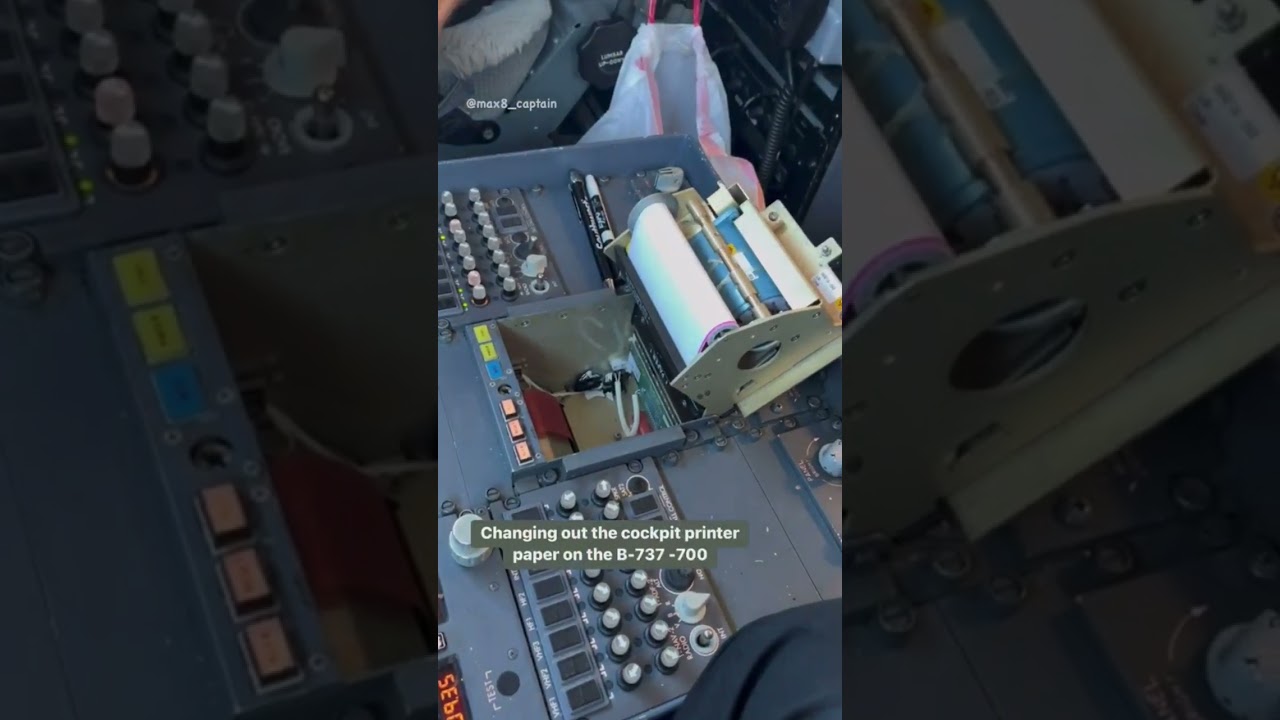 changing out the cockpit printer paper on the Boeing 737-700 ...