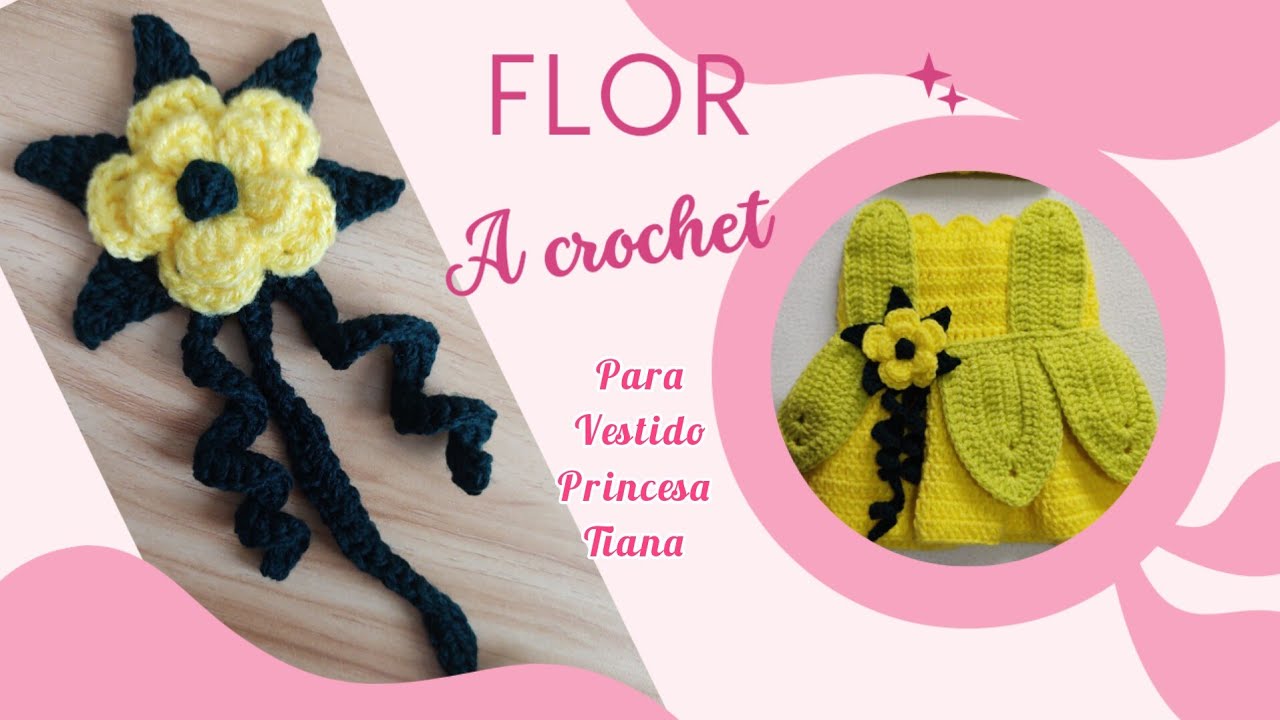 flor a crochet flor de princesa Tiana aplique de flor para vestido ...