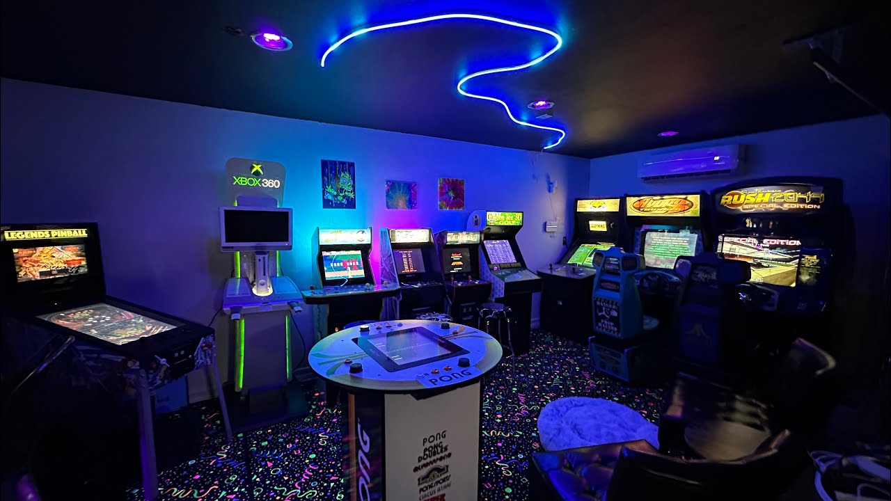 Garage Arcade Walkthrough with Arcade1up, Pinball, and Vintage Cabinets ...
