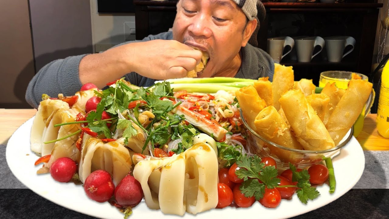 JUMBO PUSIT!!! LUMPIANG SHANGHAI! SPICY NOODLE SALAD!!! Filipino. Food ...