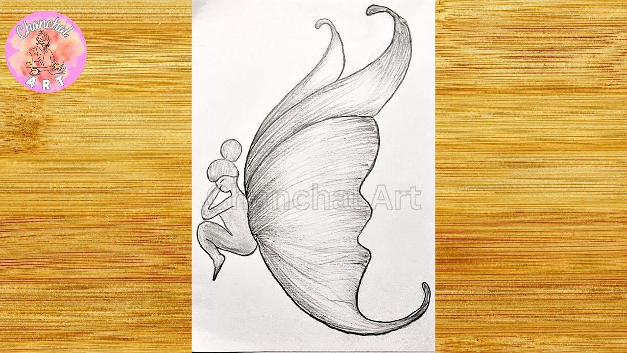 A sad fairy sitting alone | Pencil sketches for beginners | How to draw ...