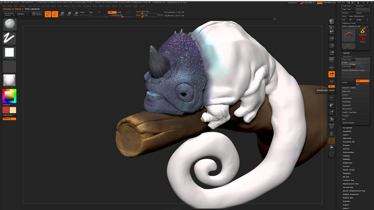 Zbrush Sculpting Practice - Fat Lizard - Part 3b - YouTube