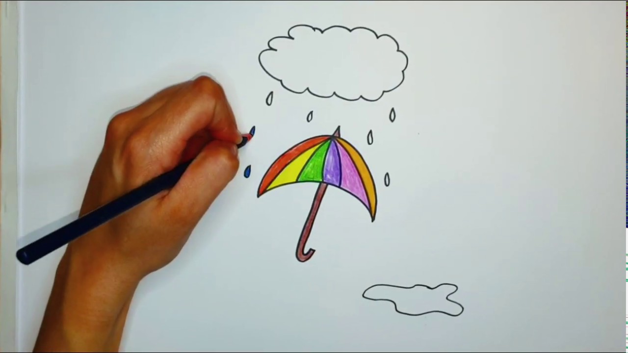 Kako nacrtati kisobran / how to draw a umbrella - YouTube