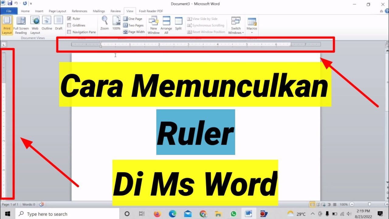 Cara Memunculan Ruler Di MS Word - YouTube
