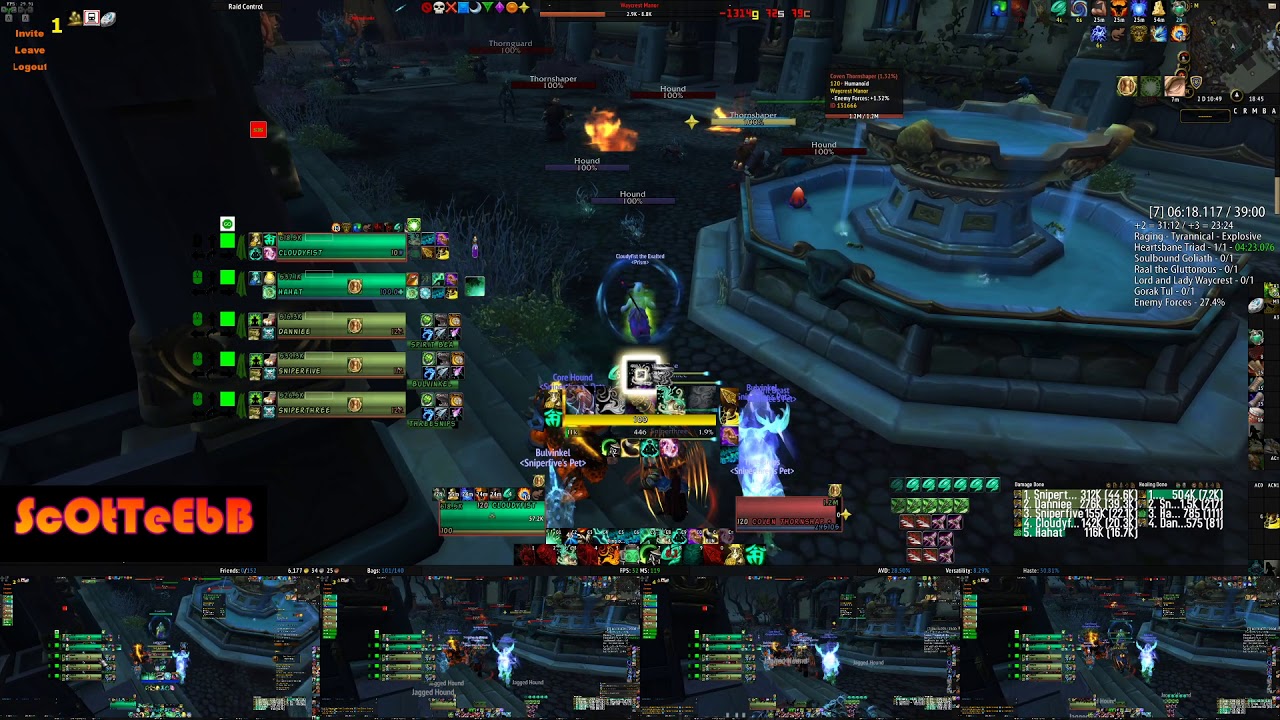 World of Warcraft Multiboxing - Waycrest Manor +7 - Brewmaster ...