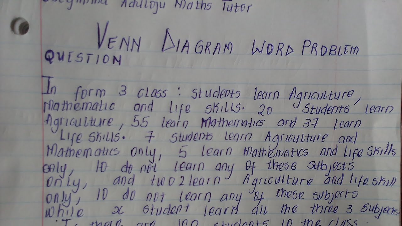 Venn Diagram Word Problem - Sets| Oseyimika Maths Tutor - YouTube