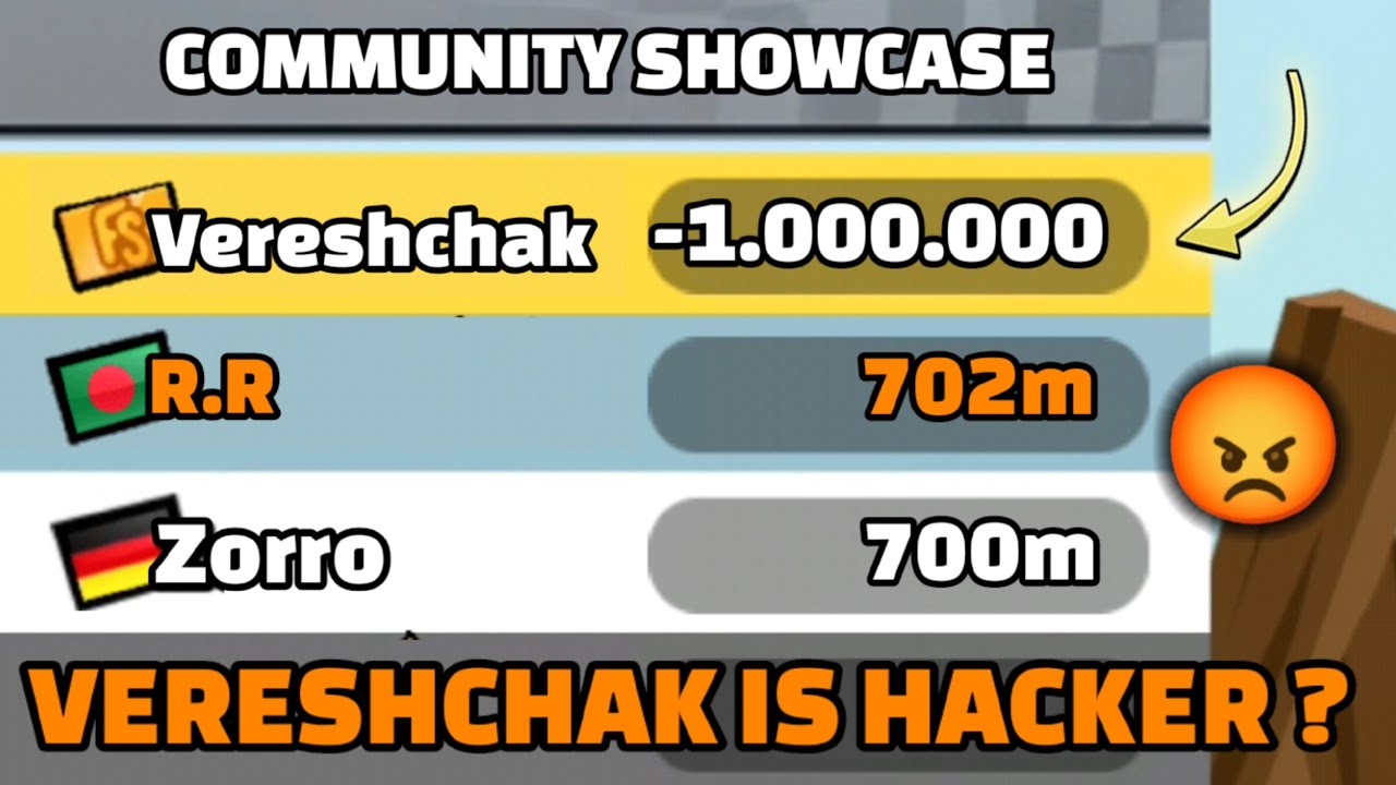 FAKE VERESHCHAK HACKER ? 😡 & UNFAIR COMMUNITY SHOWCASE 😥 Hill Climb ...