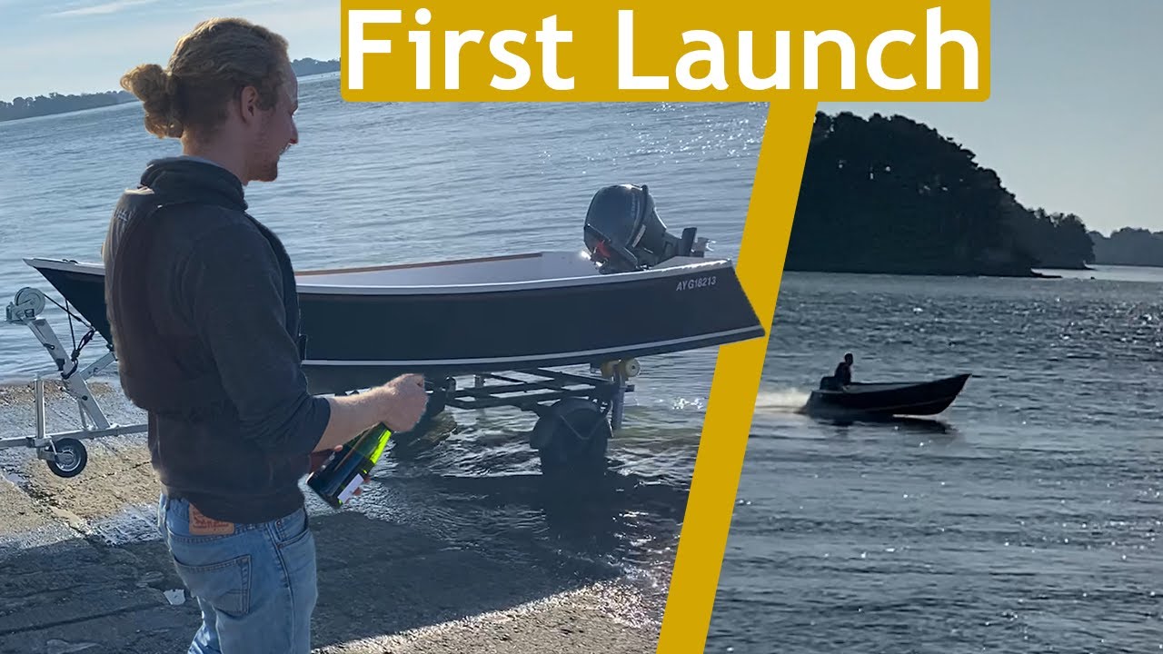 FIRST launch of my DIY 14ft skiff (It is fast) - YouTube
