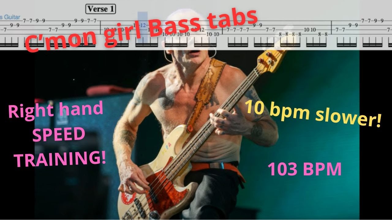 C'mon girl - RHCP -[BASS TABS]- SLOWED DOWN to 103 bpm SPEED TRAINING ...