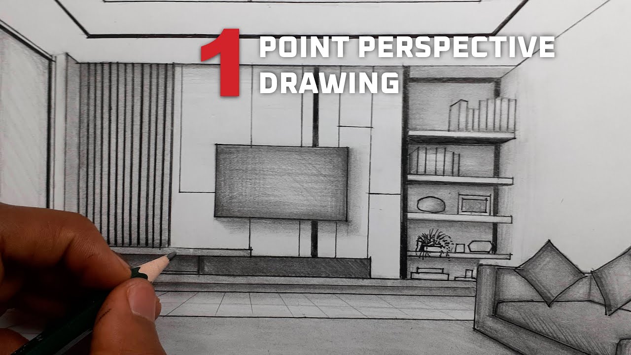 Transforming Space: Stunning One-Point Perspective Drawing of a Cozy TV ...