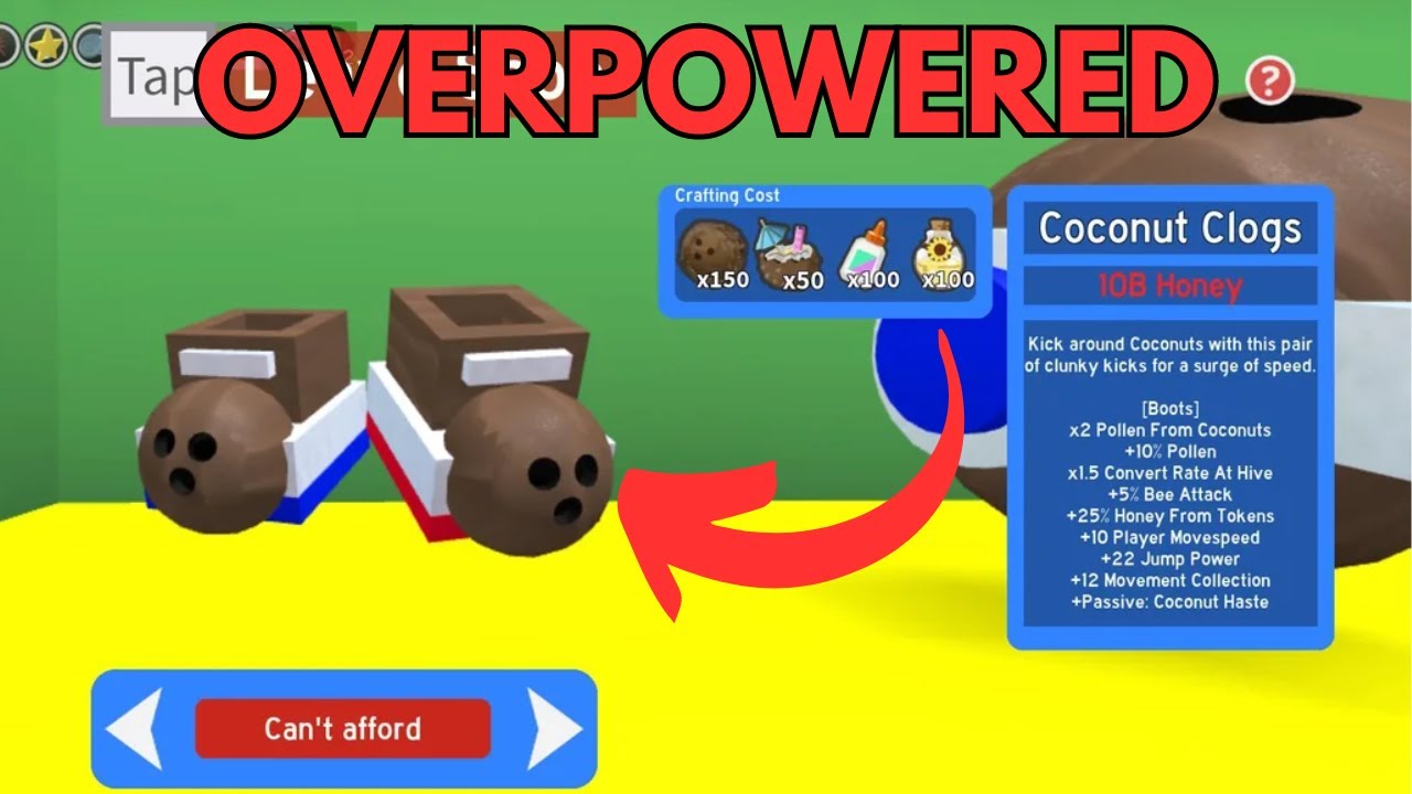 I bought the Coconut Clogs in Bee Swarm Simulator - YouTube