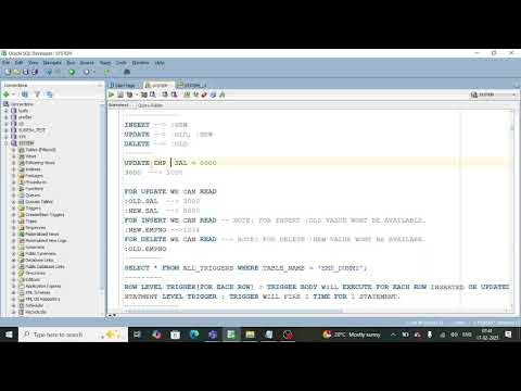 ORACLE PLSQL TRIGGERS CLASS1 IN TELUGU - YouTube
