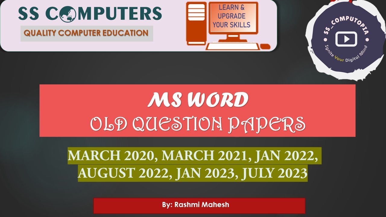 MS WORD MCQ | OLD QUESTION PAPERS MS WORD - YouTube
