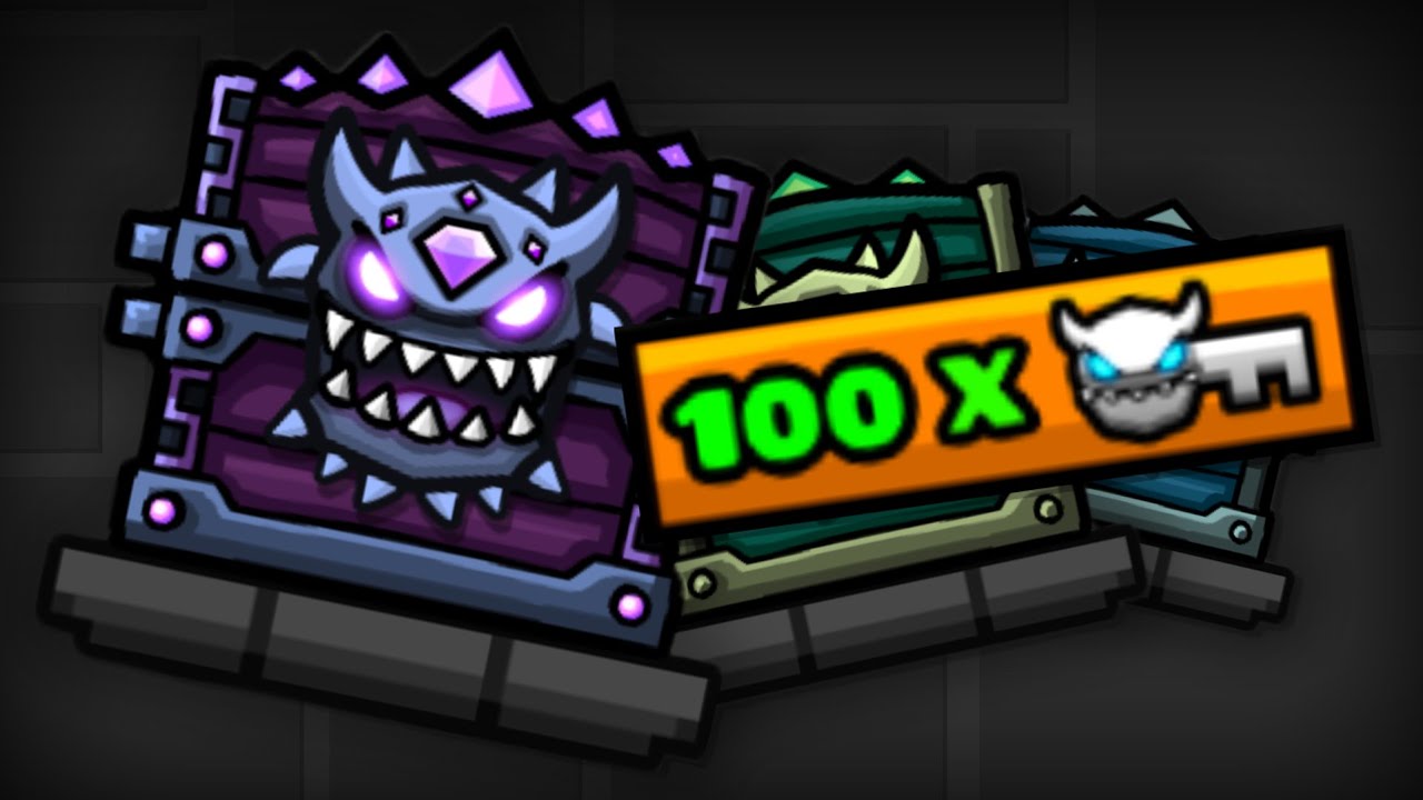 EU ABRI O BAÚ DE 100 CHAVES NO GEOMETRY DASH! - YouTube