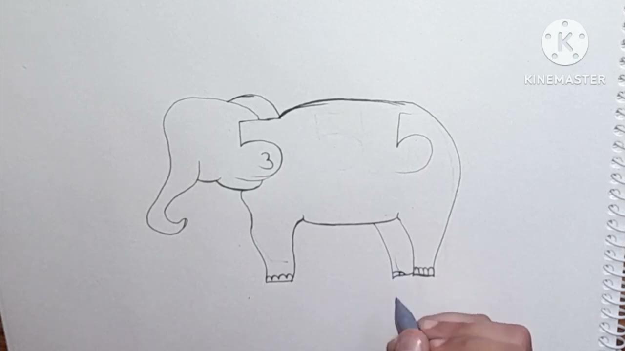 how to draw a elephant by number 5 - YouTube