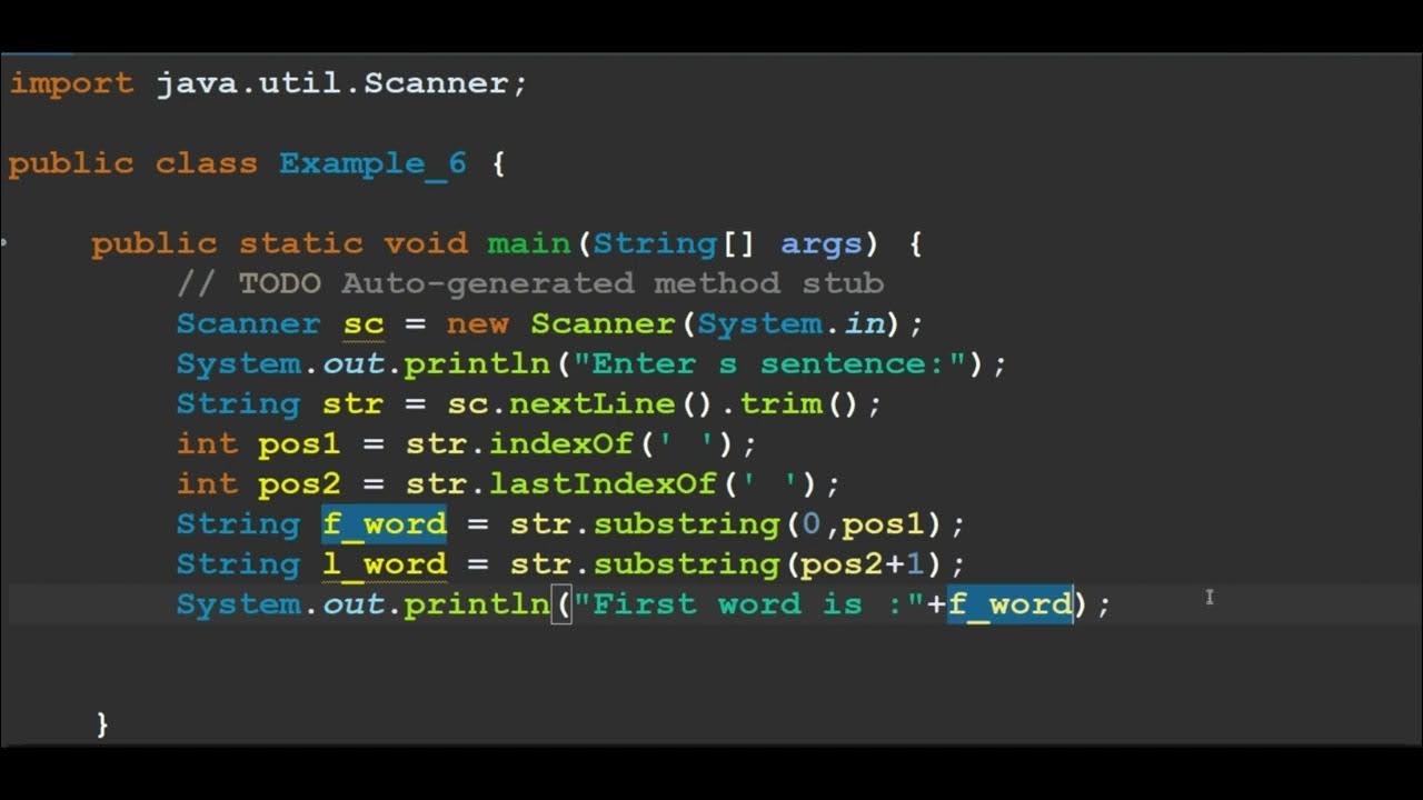Input a string and print its first and last word | string in java - YouTube