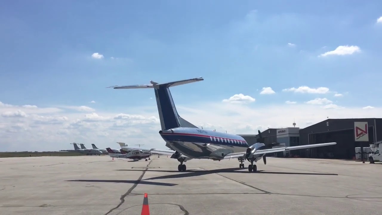 Quick clip; Embraer EBM-120ER taxi and takeoff at KCAK - YouTube