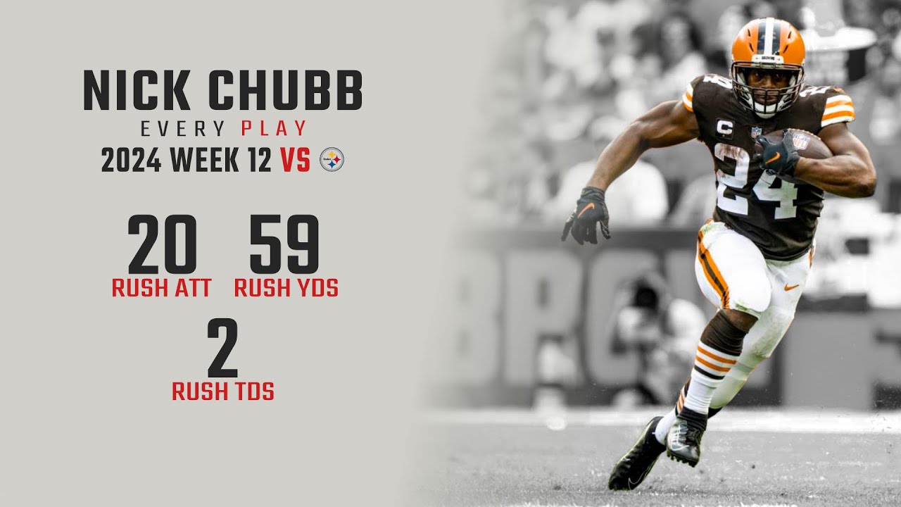 Nick Chubb Week 12 Replay: Every Run vs Pittsburgh Steelers - YouTube