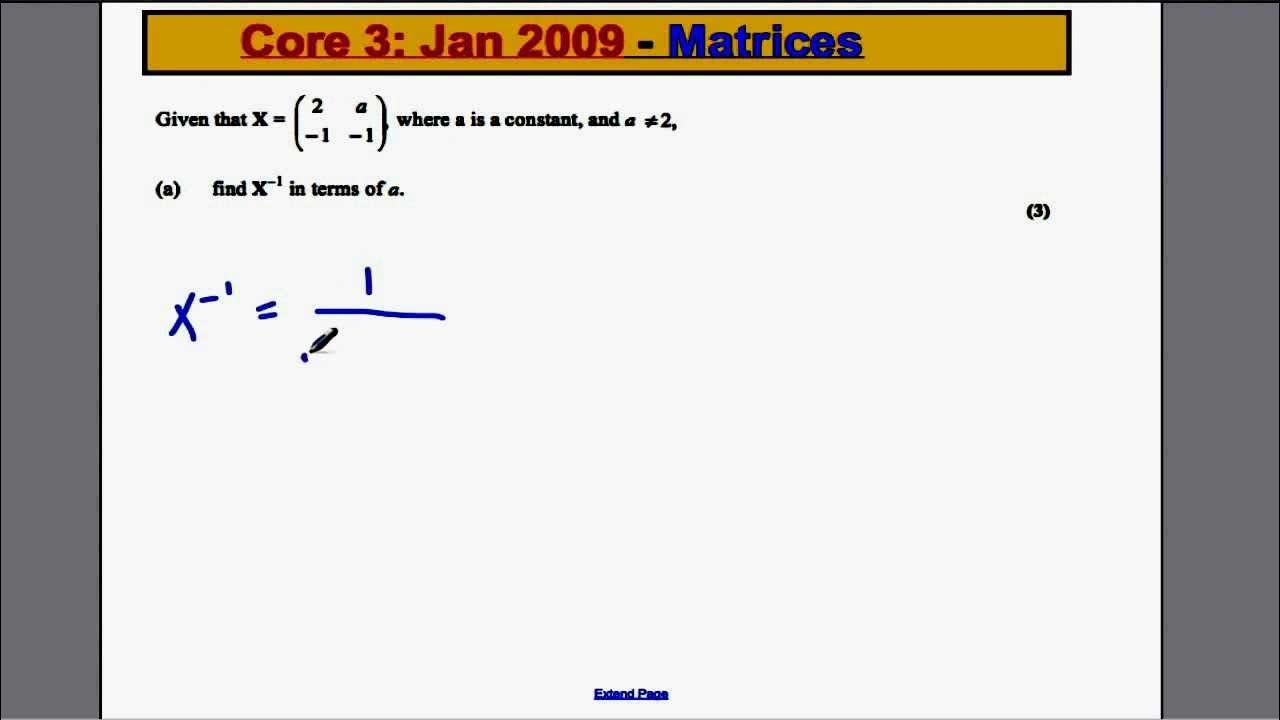 A-Level Maths Edexcel FP1 - Matrices Past Paper Exam Solutions - YouTube