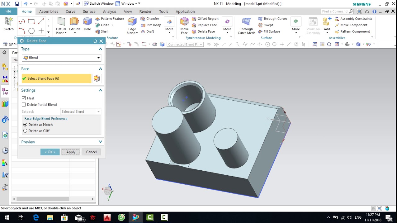 Hướng dẫn Delete Face NX 11 - YouTube