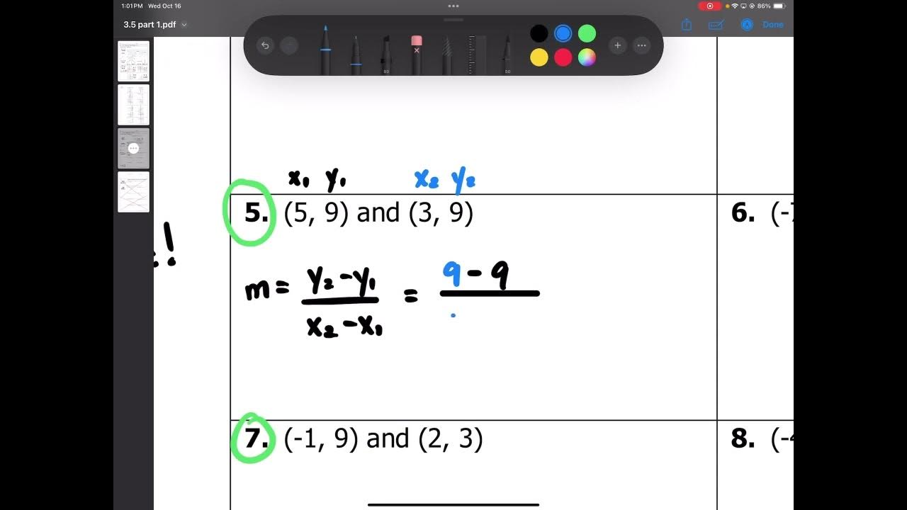 Algebra 1 3.5 Finding slope between two points - YouTube