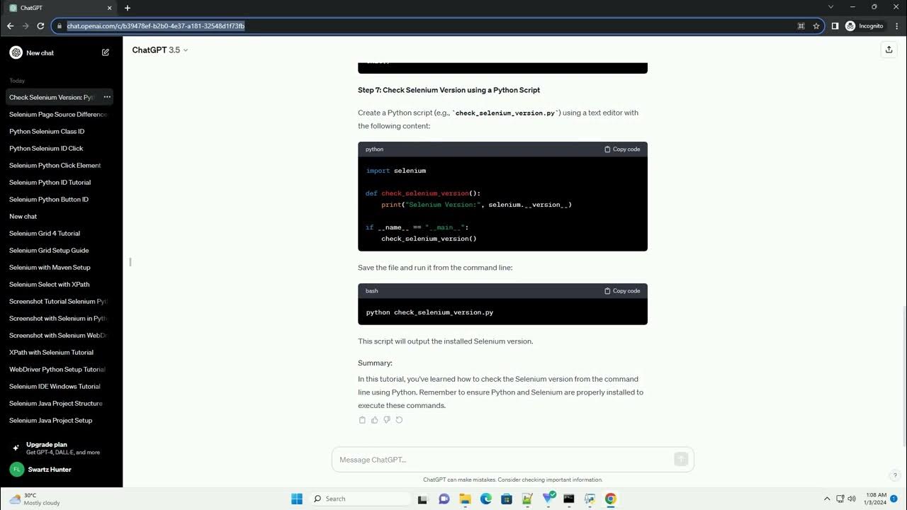 check selenium version command line - YouTube