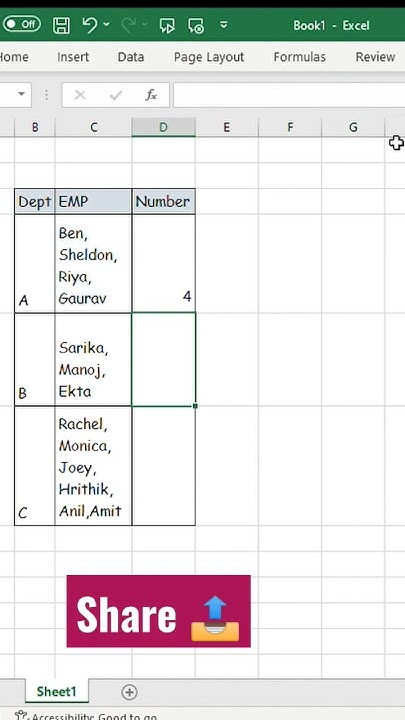 How to count comma separated text in Excel using TEXTSPLIT with COUNTA #excel #shorts - YouTube