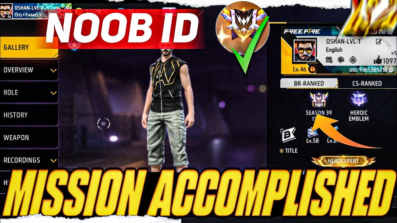 MISSION ACCOMPLISHED IN NOOB ID | WITHOUT GUNSKIN - YouTube