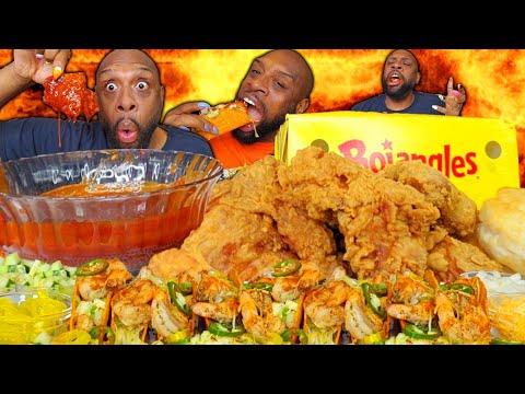 NIKACADO AVOCADO NUCLEAR FIRE SAUCE FRIED CHICKEN & TACOS MUKBANG 먹방 | SEAFOOD | #foodie #followme