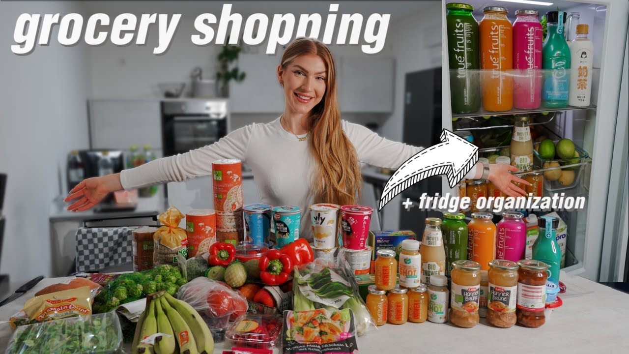 GROCERY SHOPPING WITH ME 🌱 + aesthetic/ Pinterest fridge organization ...